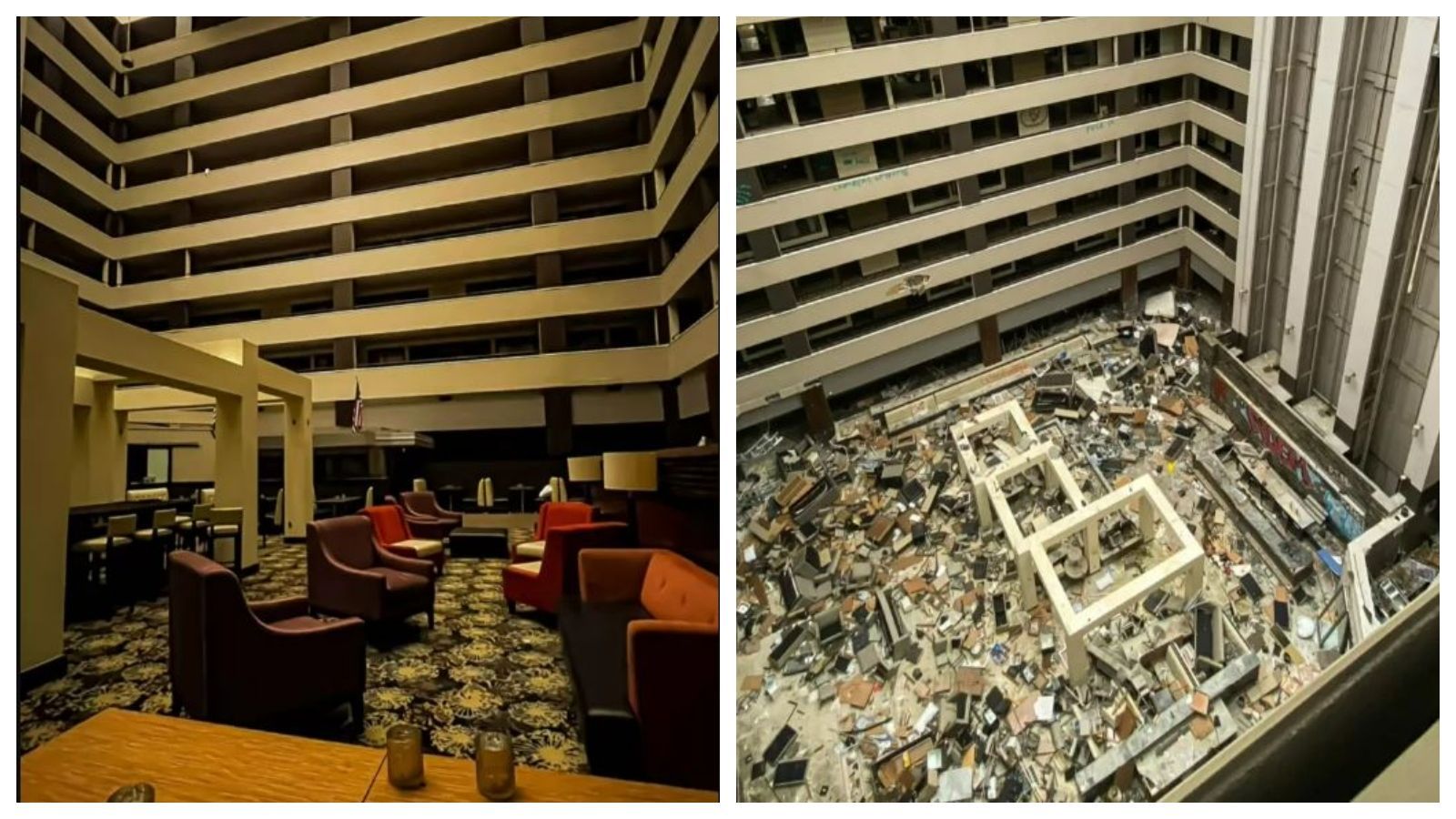Hotel abandonado é destruído por invasores nos Estados Unidos; veja as ...