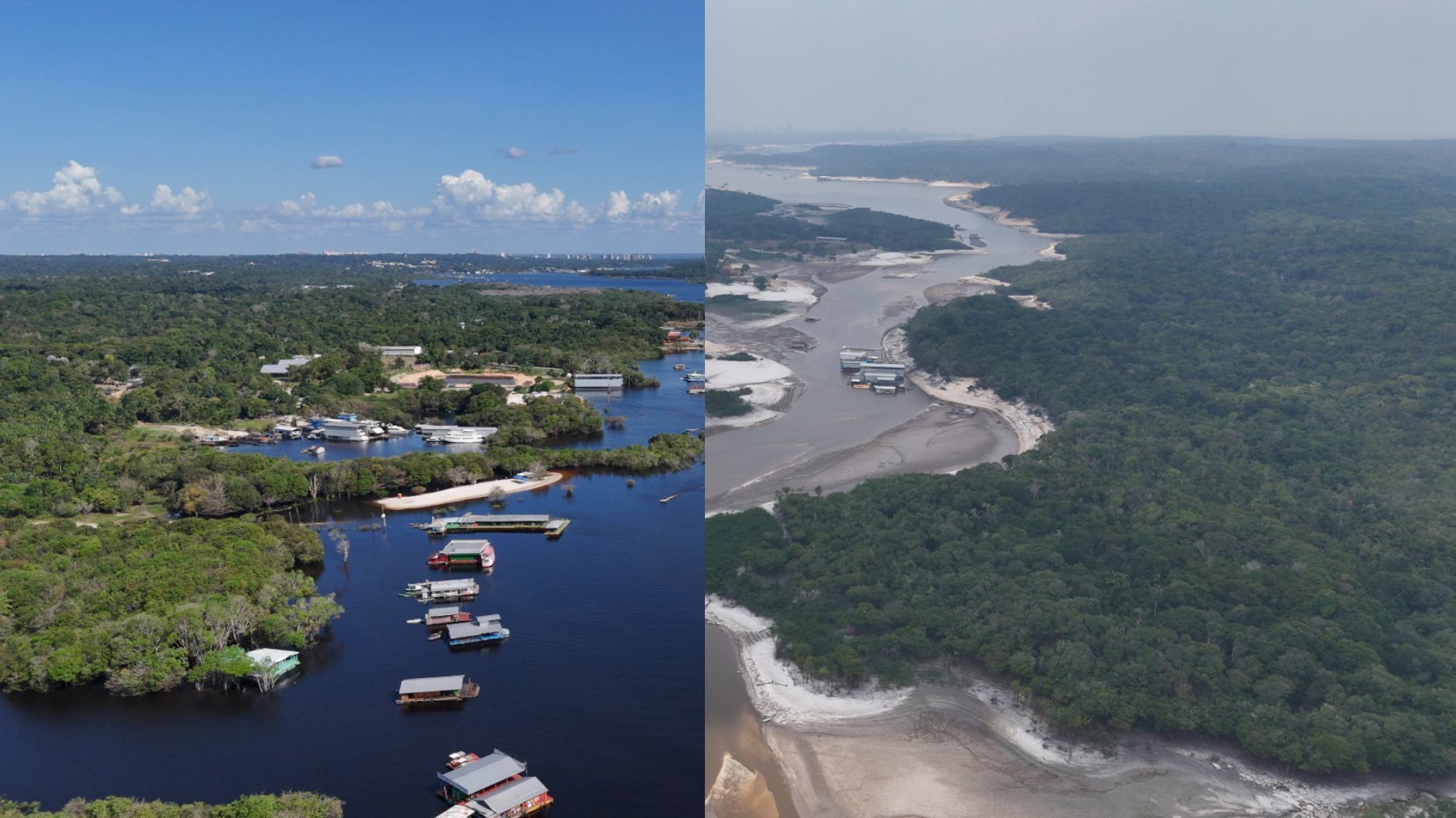 Antes e depois: veja impacto da seca no Rio Negro | CNN Brasil