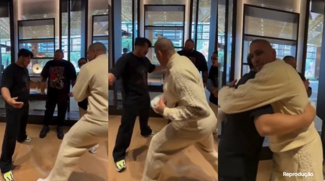 Alex Poatan é desafiado e acerta socos em barriga de fã; assista o ...