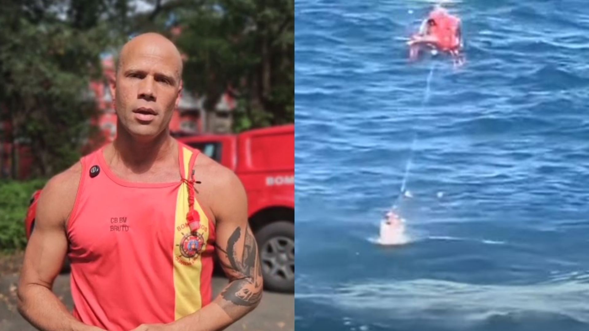 “Deus estava comigo”, diz bombeiro após salvar mulher em mar revolto no ...