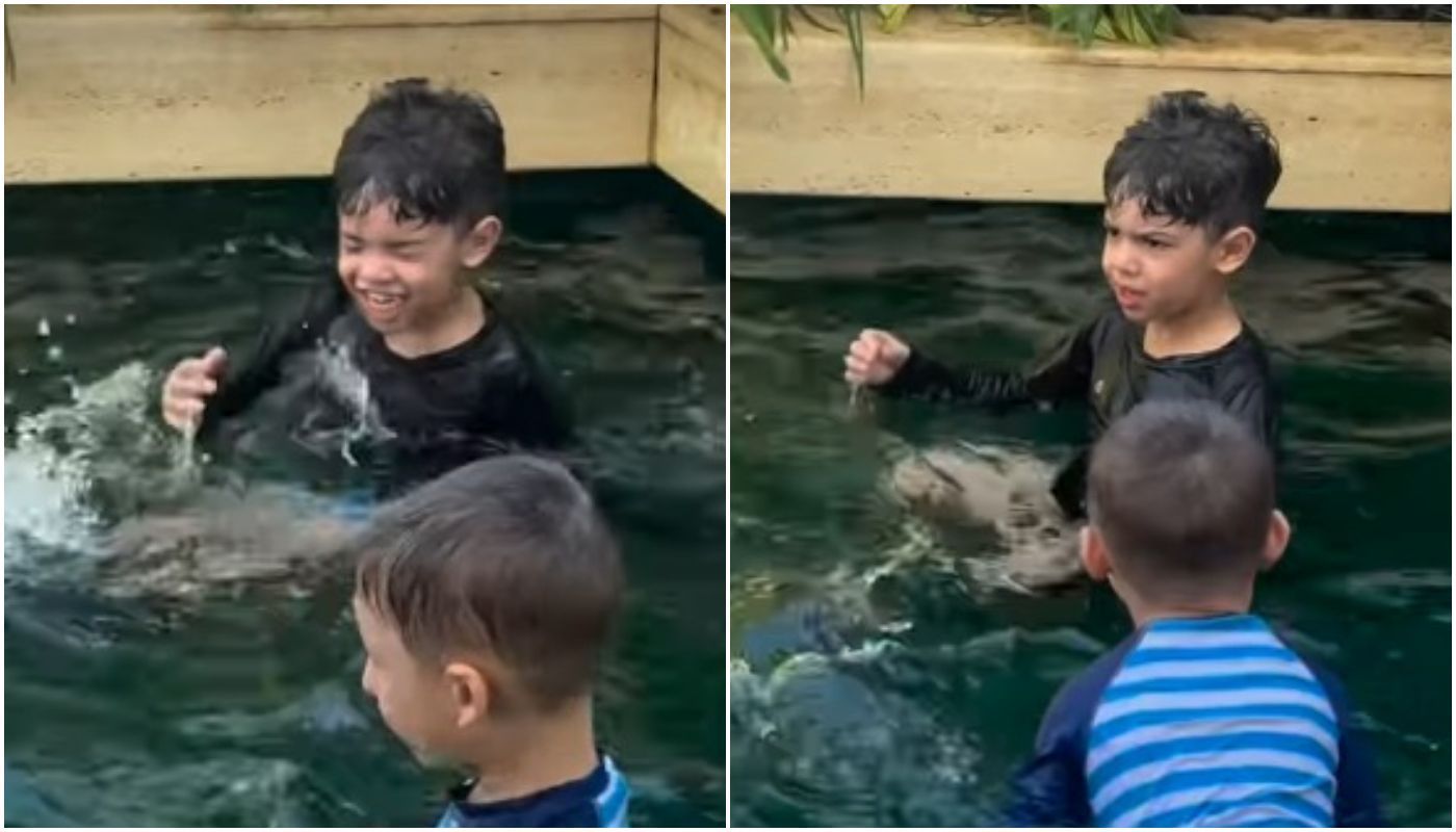Em meio à briga judicial, Murilo Huff mostra aula de natação do filho ...