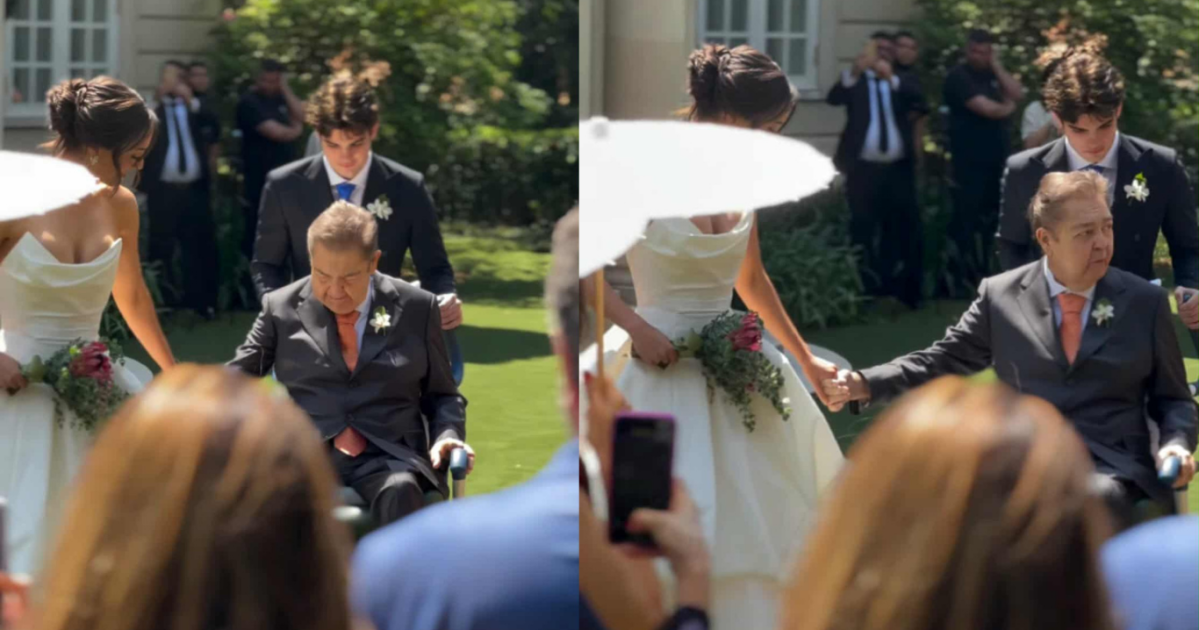 Faustão aparece em cadeira de rodas no casamento da filha Lara; veja ...