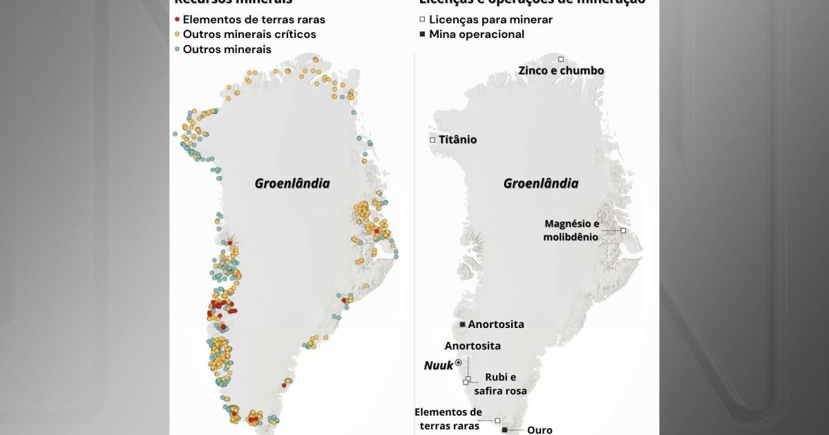 Groenlândia: Mapa mostra riqueza mineral inexplorada na ilha alvo de ...