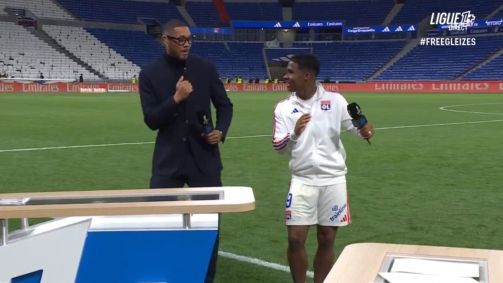 Endrick ensina "passinho do Jamal" a repórter após gol em Lyon x Rennes ...