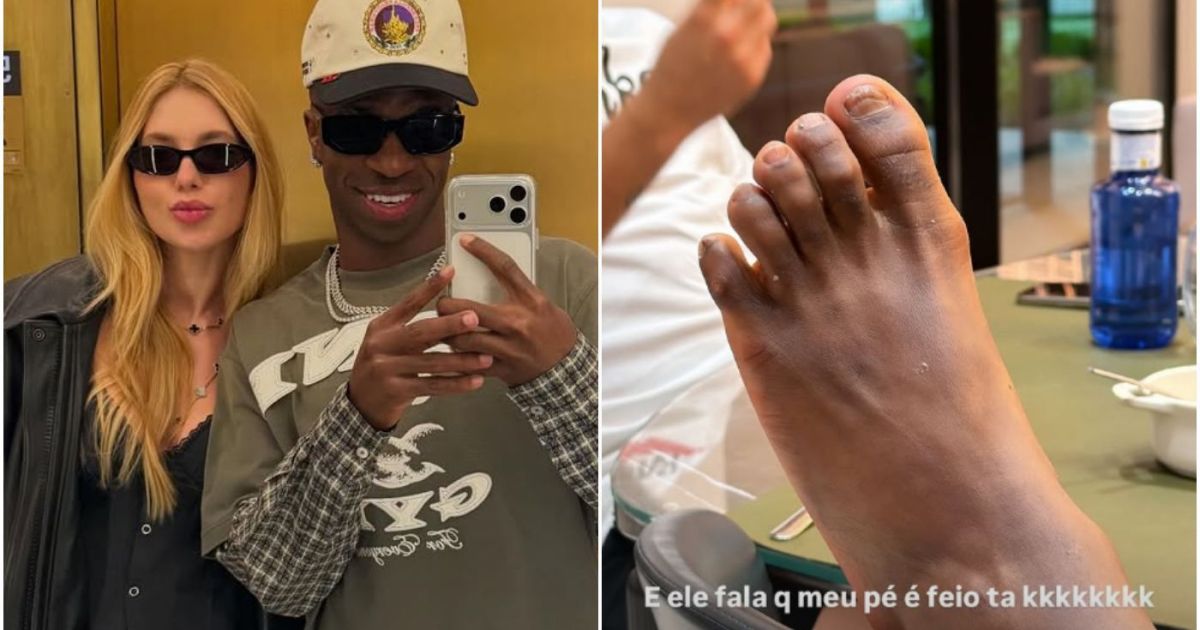 Virginia posta foto do pé de Vini Jr. e zoa: "E diz que o meu é feio ...